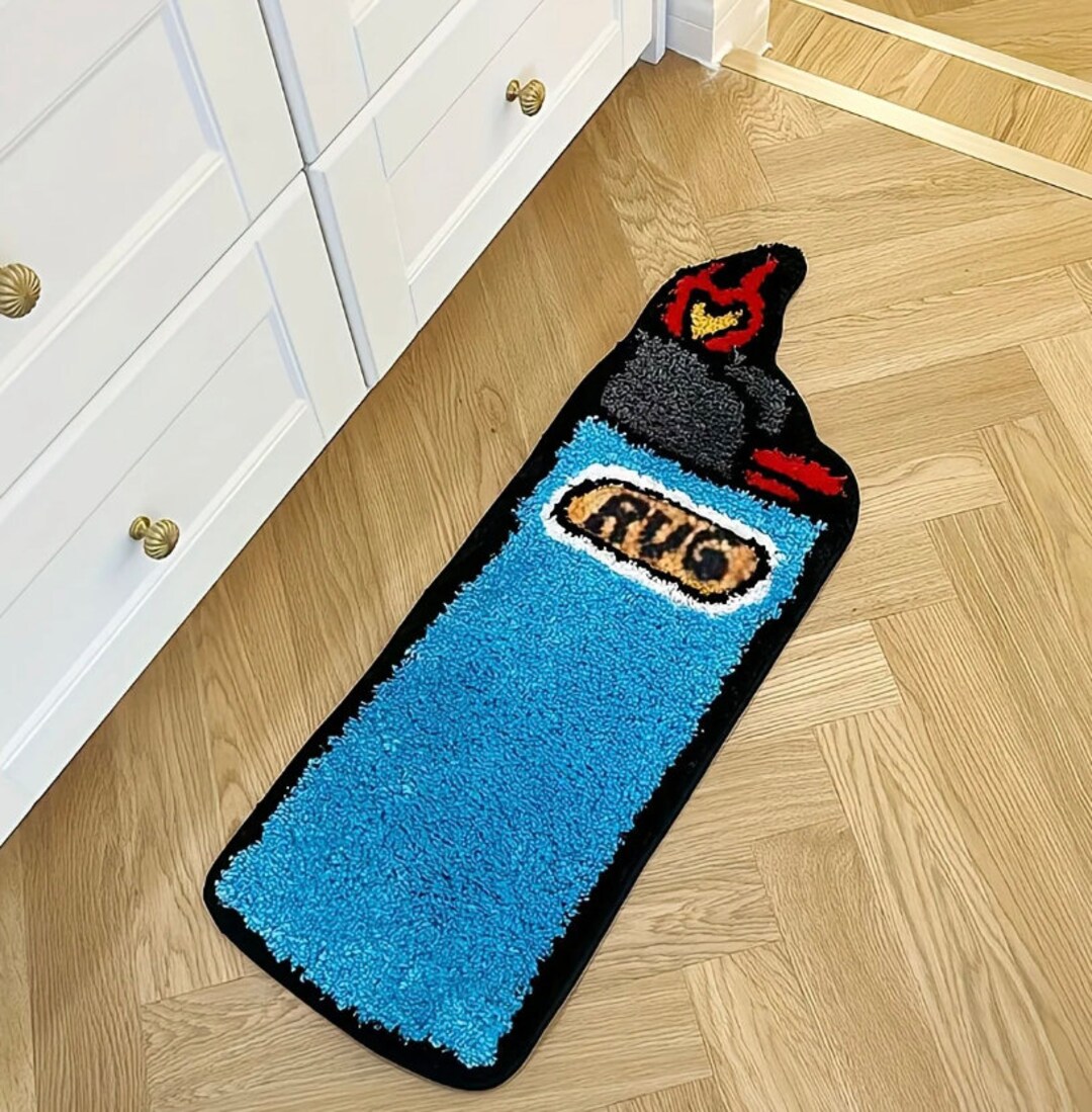 Bic Lighter Handmade Rug Custom Rug, Blue Lighter Rug, Tufted Rug ...