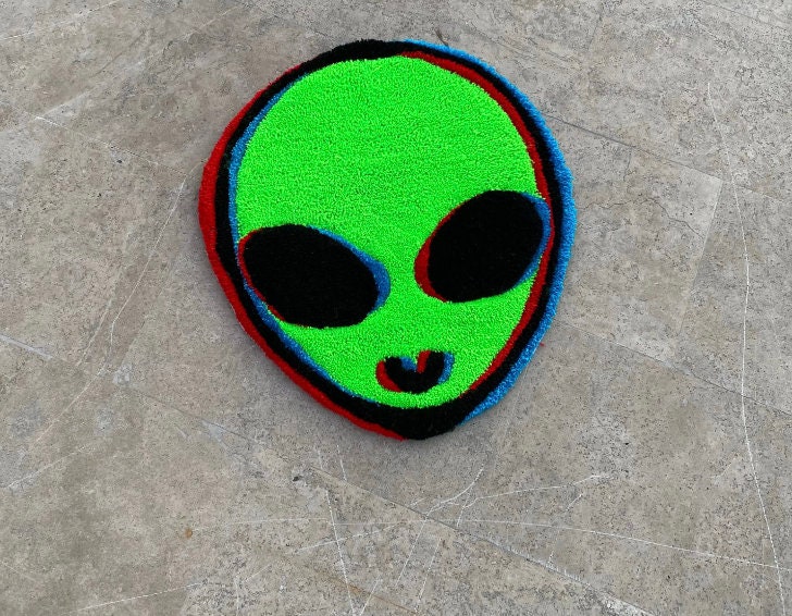 Alien Head Tufted Rug, Alien Rug, Handmade Tufting Custom Rug, Space ...