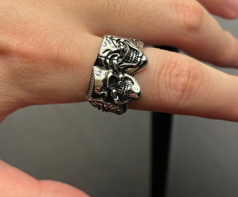 Two Face Ring, Two Shades of Clowns Rings, Skull Joker Ring, Sterling ...