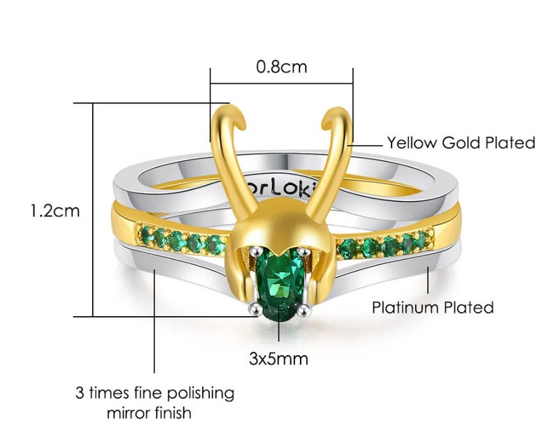 Loki Ring, Loki Ring Sets Superhero Rings Thor Green Crystal Matching ...