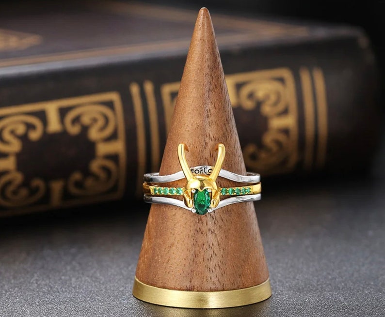 Loki Ring, Loki Ring Sets Superhero Rings Thor Green Crystal Matching ...