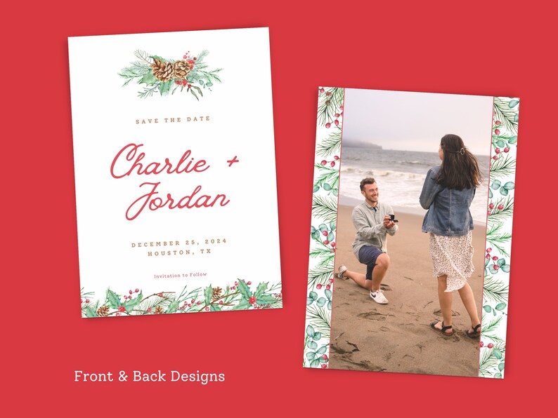 EDITABLE Classic Christmas Save the Date Winter Holiday Digital ...