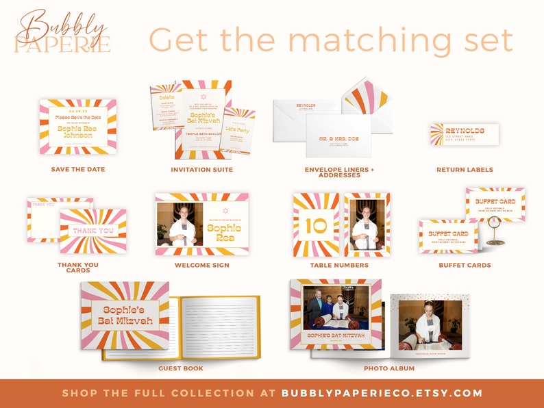 EDITABLE Return Label Template, Retro Groovy Sun Rays, Pink Yellow ...