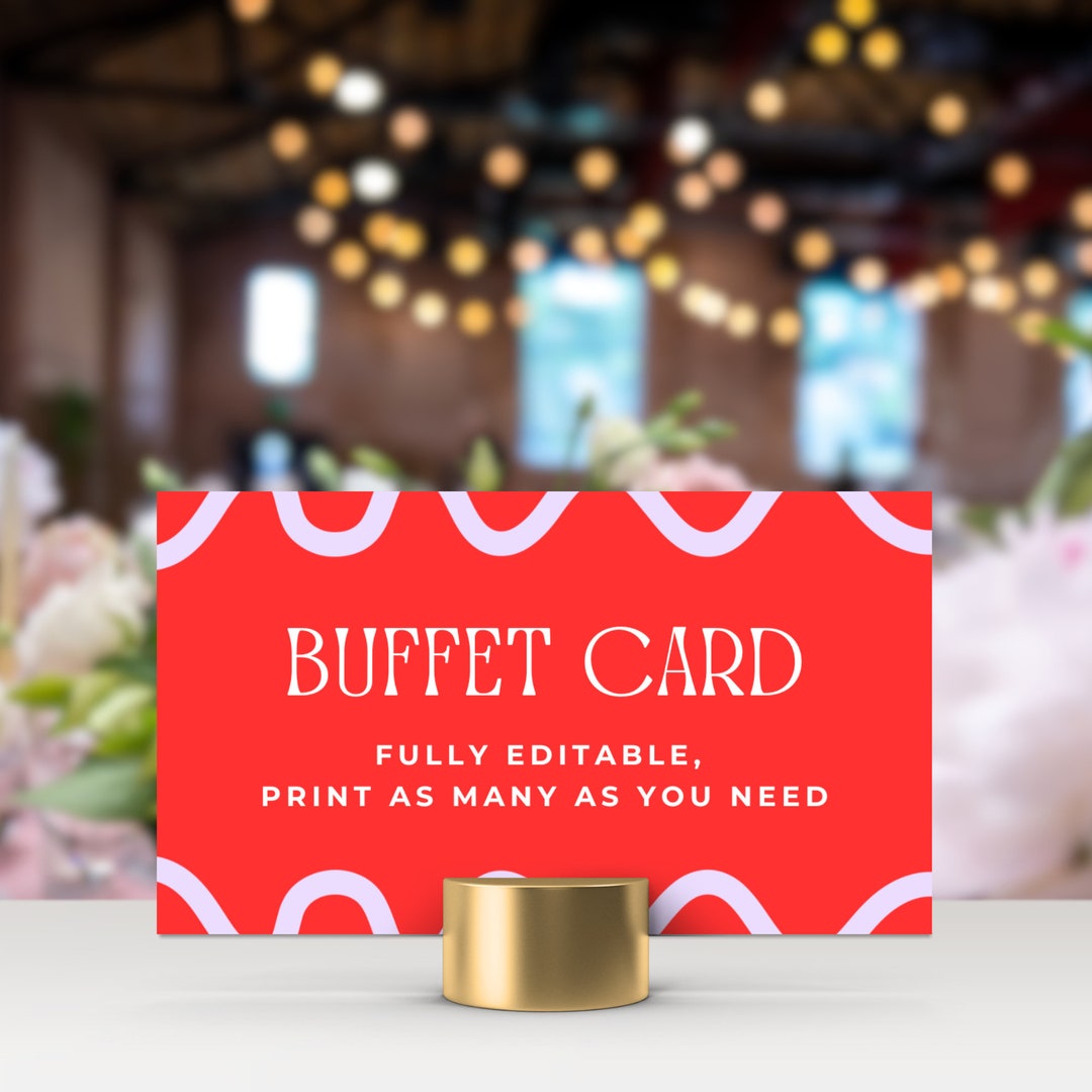 EDITABLE Party Buffet Cards, Tented + Flat, Food Sign Digital Templates ...