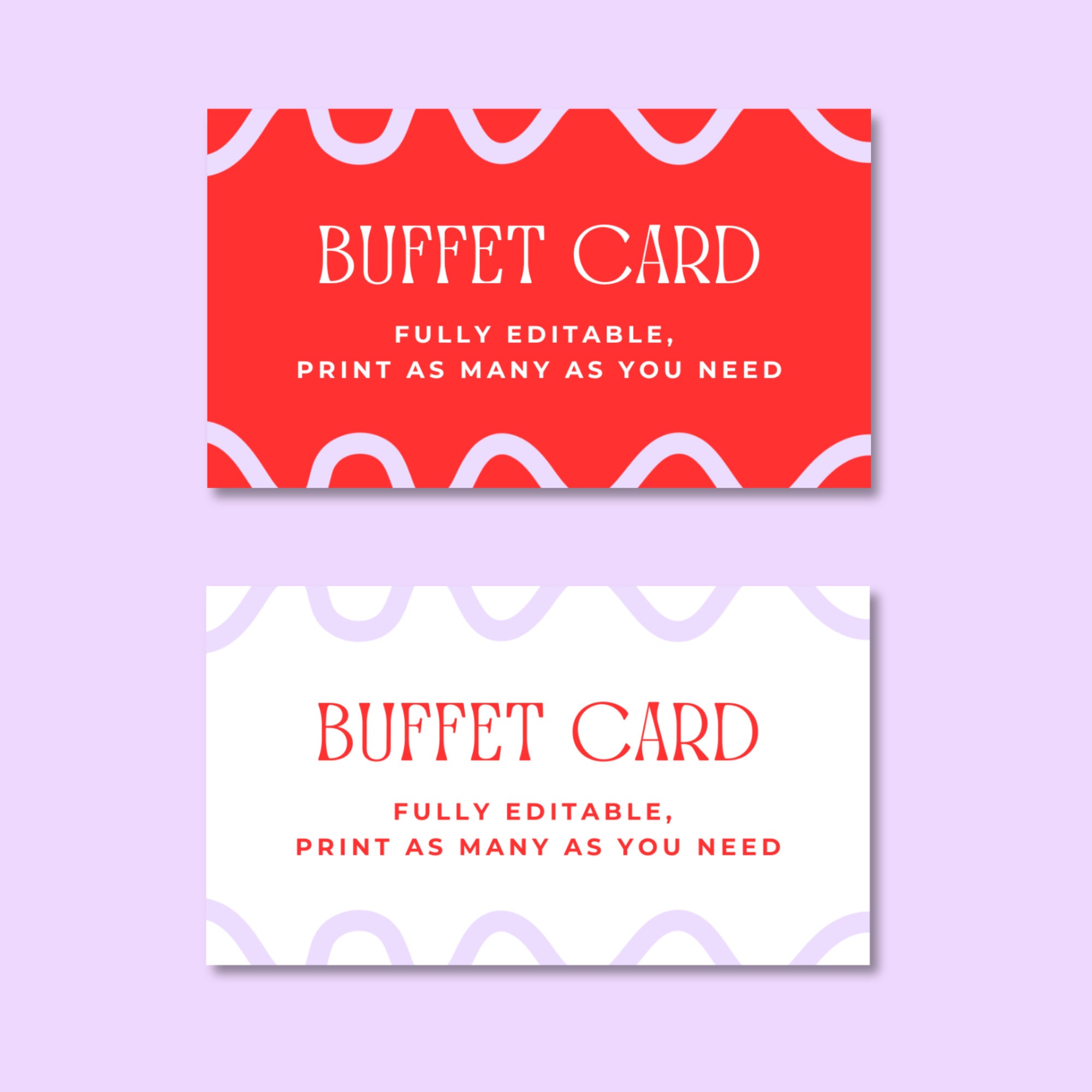 EDITABLE Party Buffet Cards, Tented + Flat, Food Sign Digital Templates ...