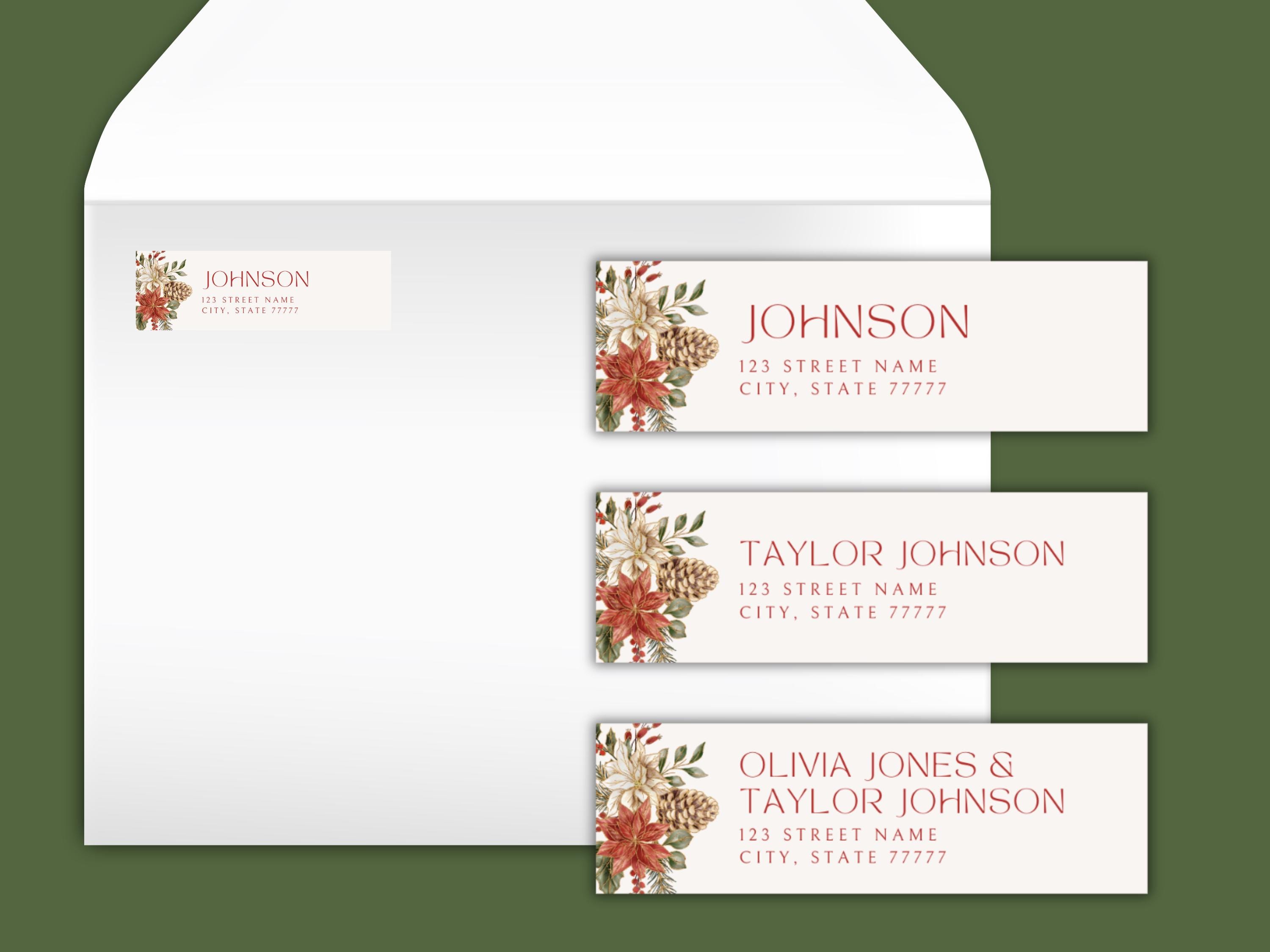 Floral Christmas Return Label EDITABLE Printable Template, Classic ...