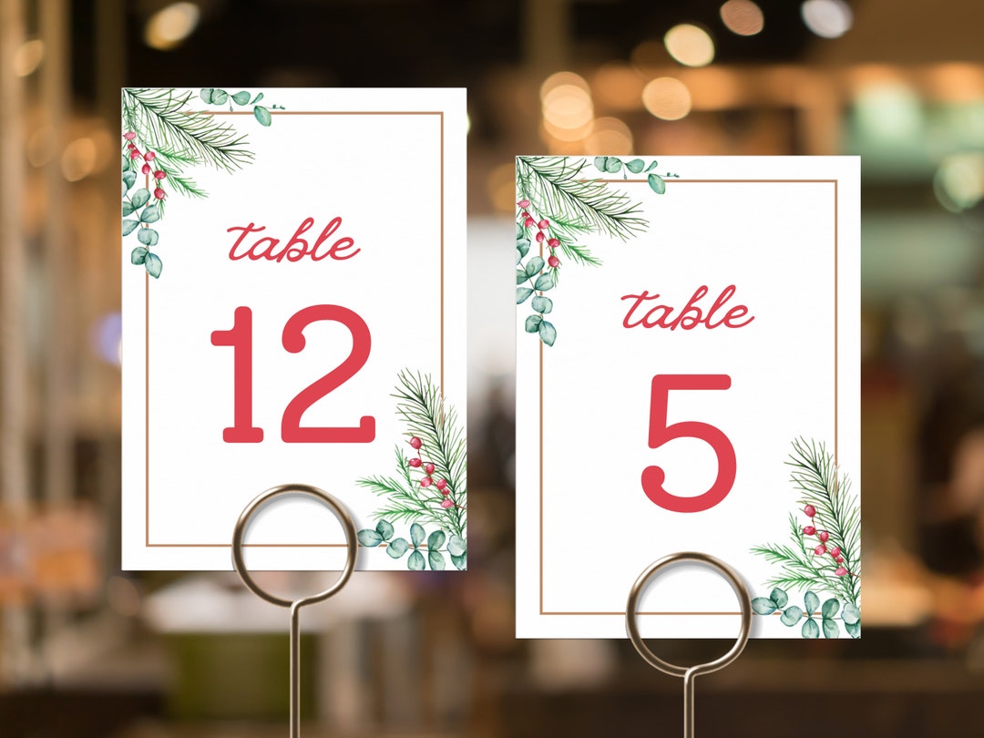 Classic Christmas Table Numbers PRINTABLE Editable Templates, Wedding ...