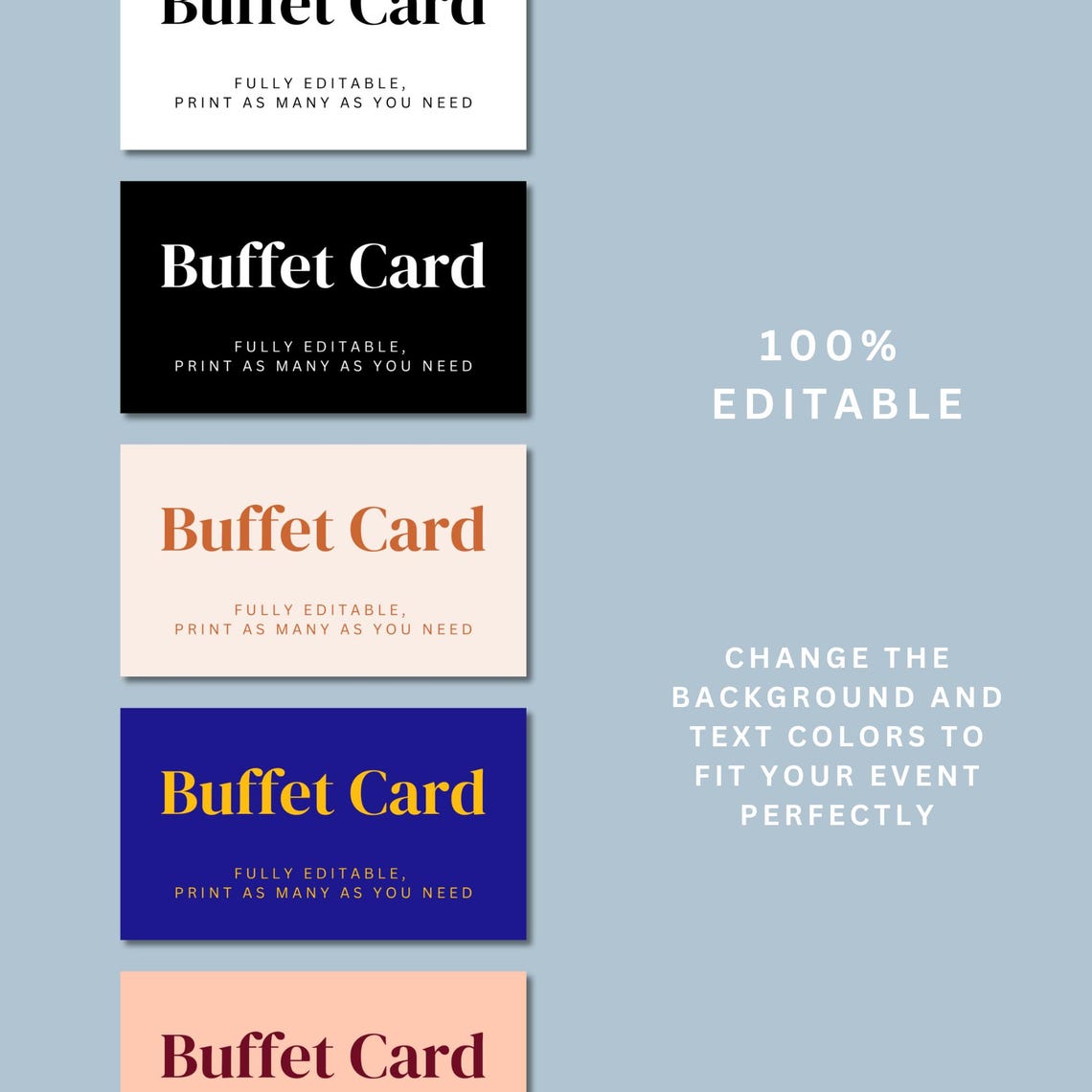 Minimal Modern Buffet Food Cards EDITABLE, Tented & Flat, Printable ...