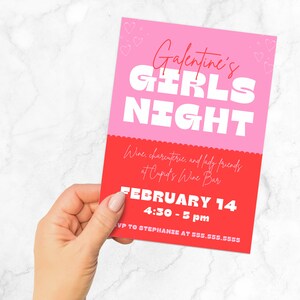 Editable Galentine's Day Party Invitation Template, Girls Night Invite ...