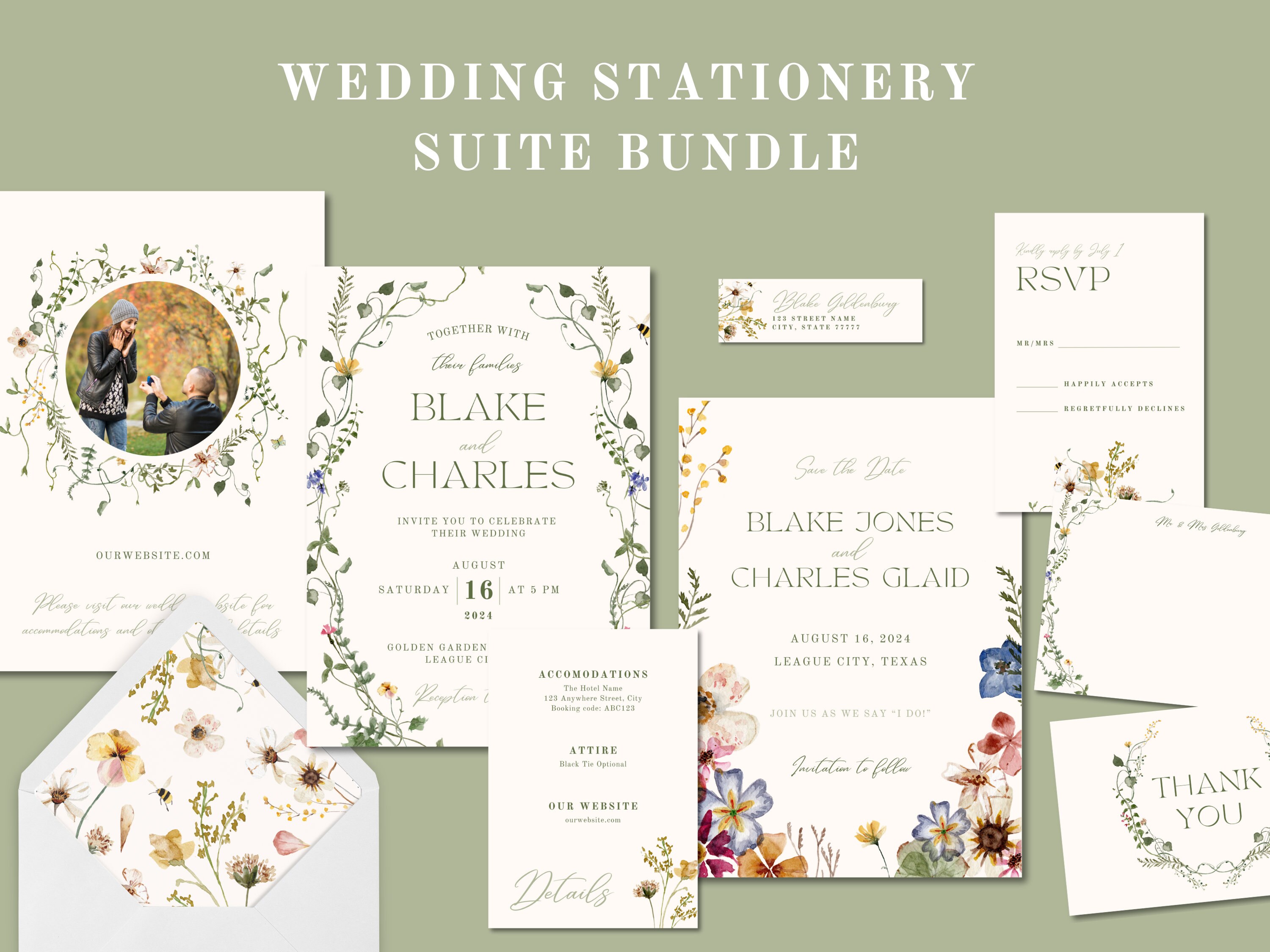 Wildflower Garden Whimsical Watercolor Return Labels EDITABLE Printable ...