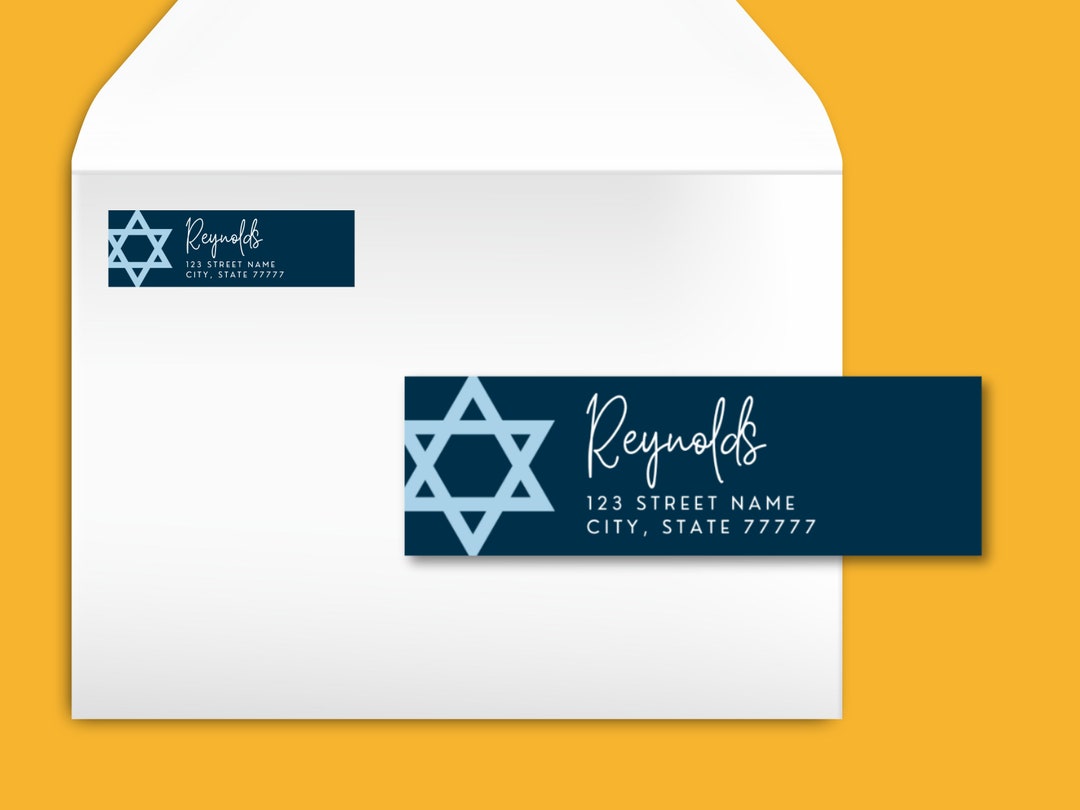 EDITABLE Return Label Printable Template Blue Star of David, Fun ...