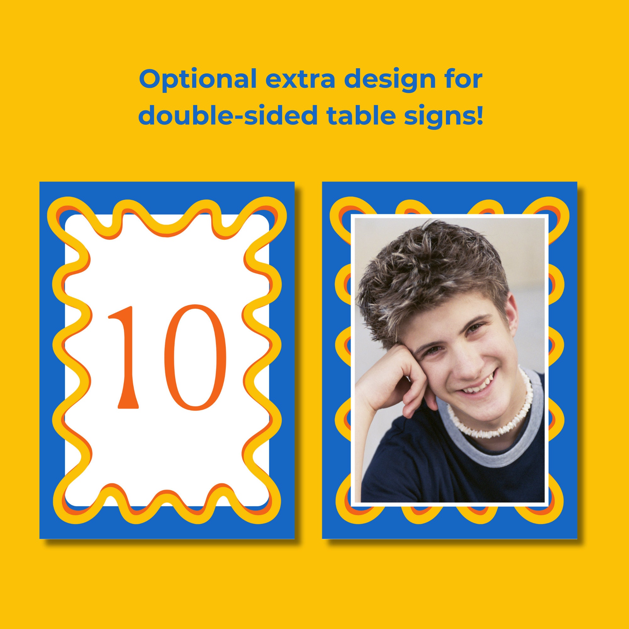 EDITABLE Event Table Numbers Template, Blue Yellow Wavy Border ...