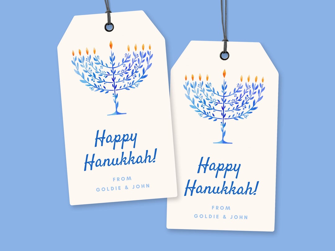 Editable Happy Hanukkah Gift Tags, Printable Classic Jewish Holiday ...