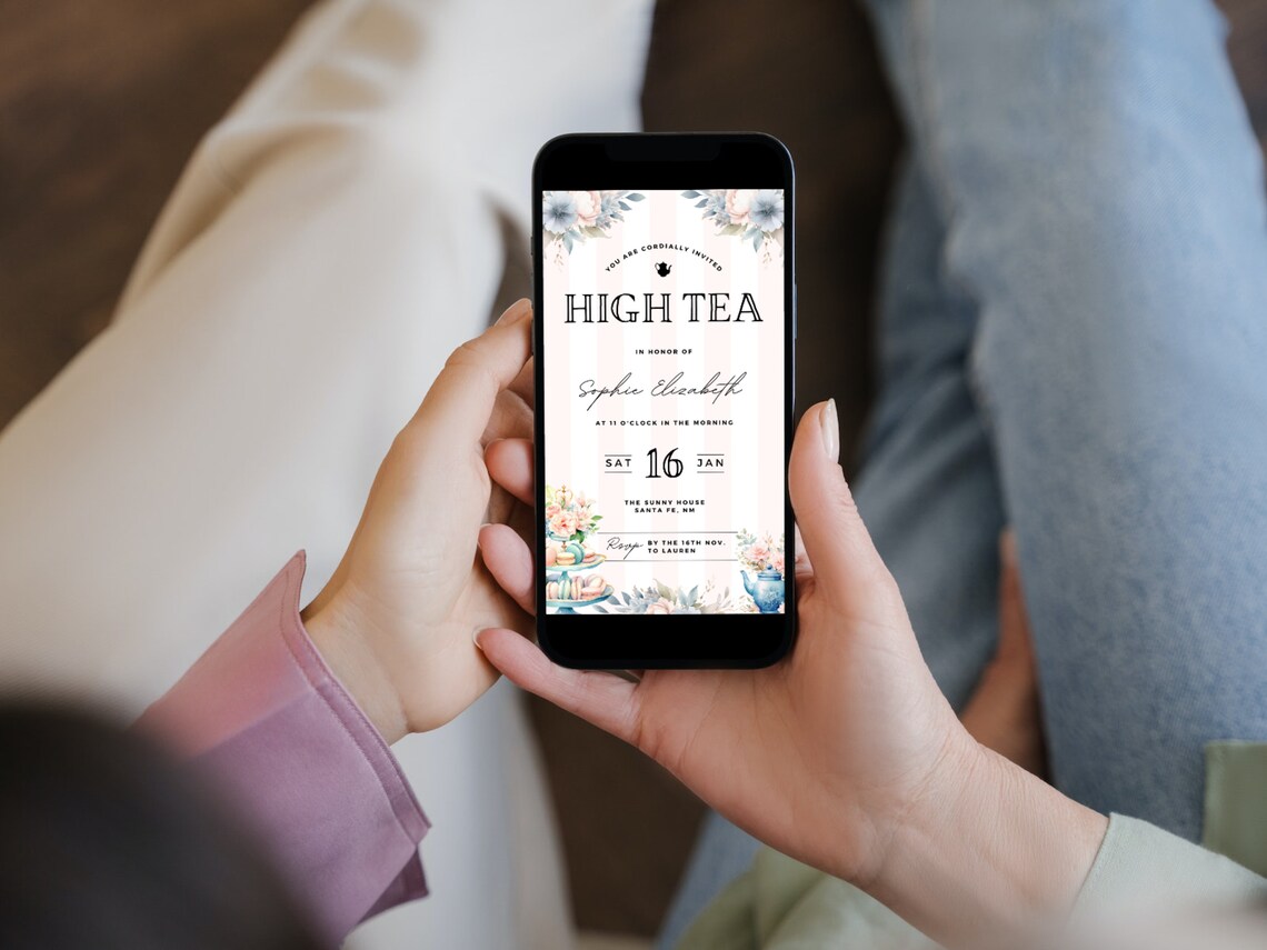 Editable High Tea Party Invitation Template, Digital Afternoon Tea ...