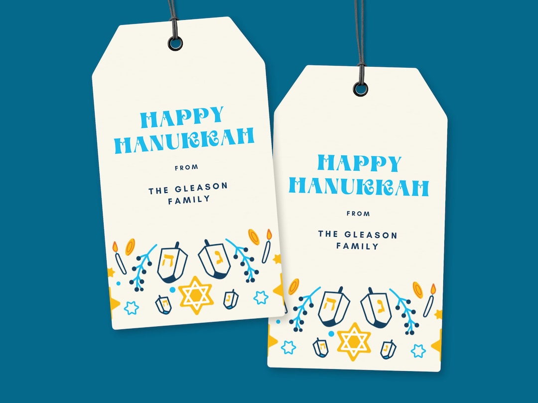 Printable Holiday Editable Gift Tags, Classic Hanukkah Jewish Holiday ...