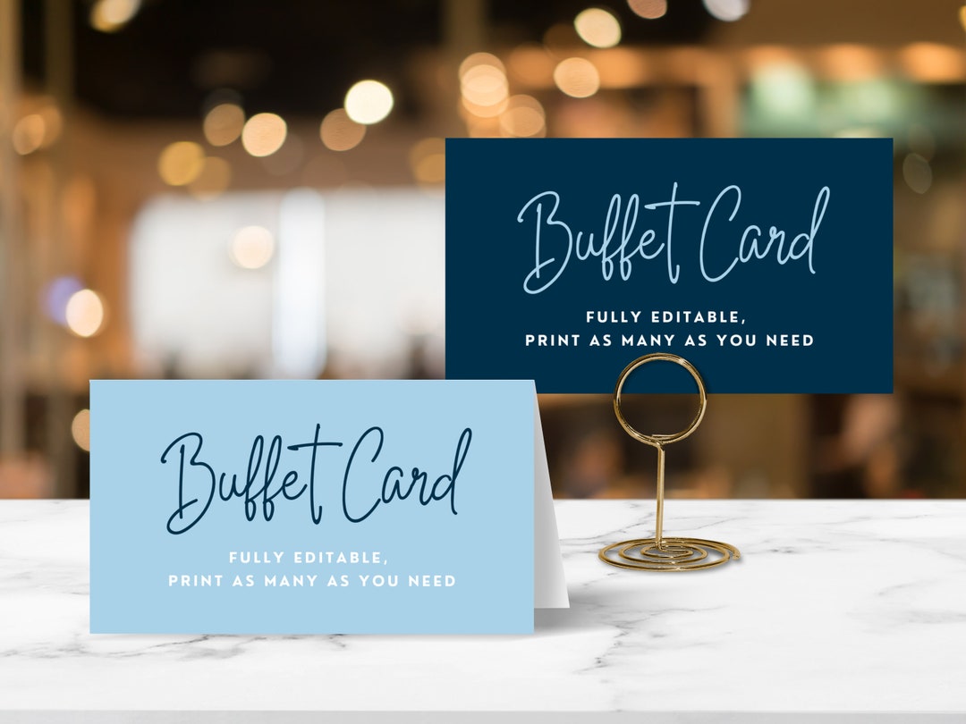 EDITABLE Party Buffet Cards, Tented + Flat, DIGITAL Food Sign Templates ...