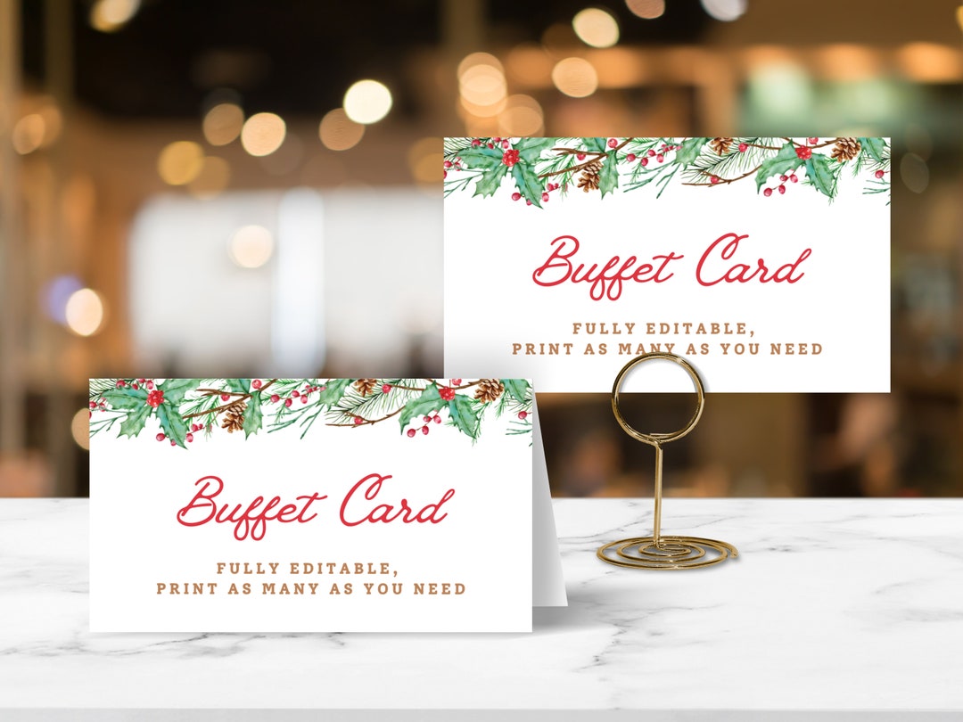 Classic Christmas Buffet Food Cards PRINTABLE Templates, Editable ...