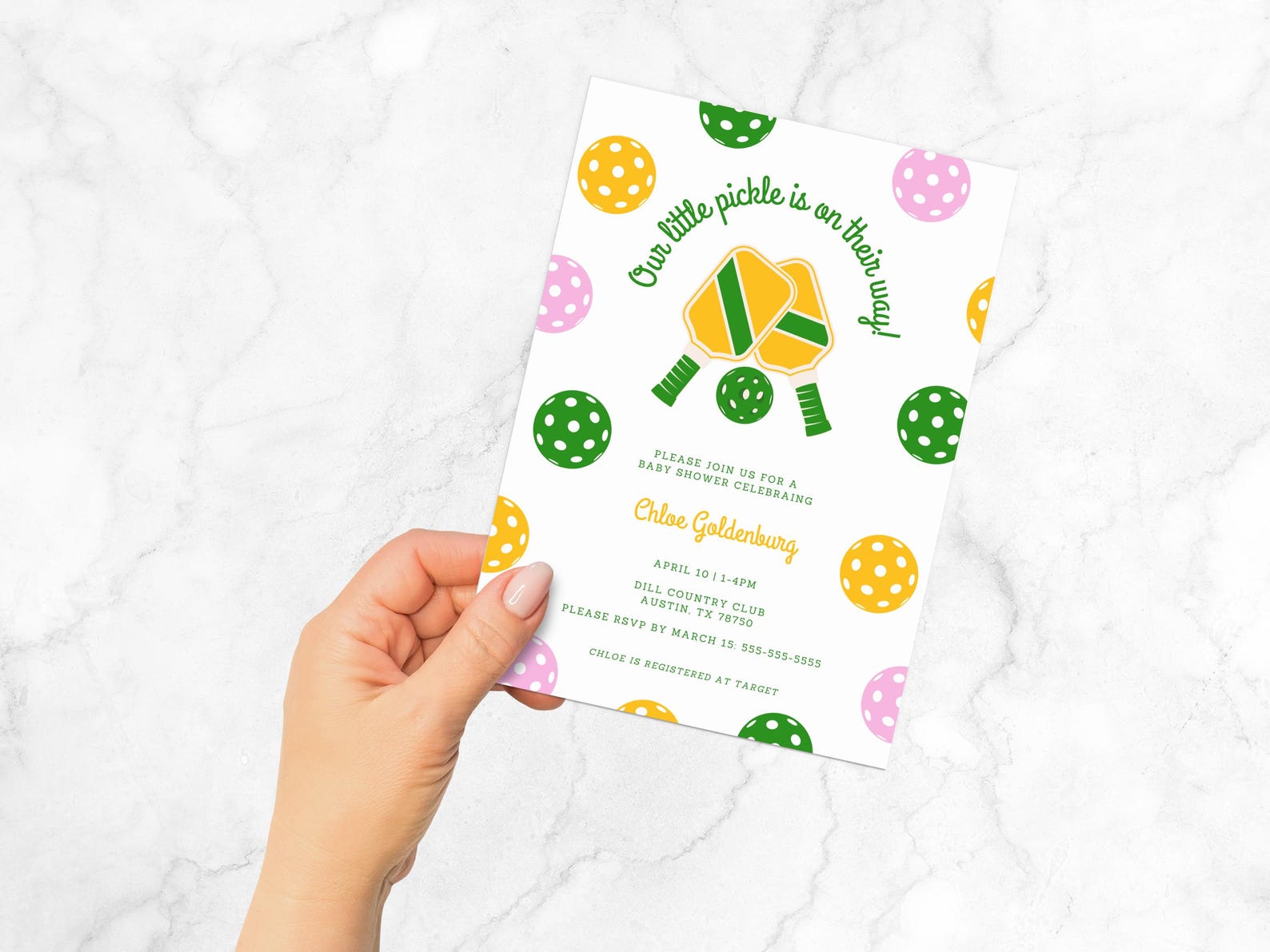 EDITABLE Our Little Pickle Baby Shower Invitation Template, Pickleball ...