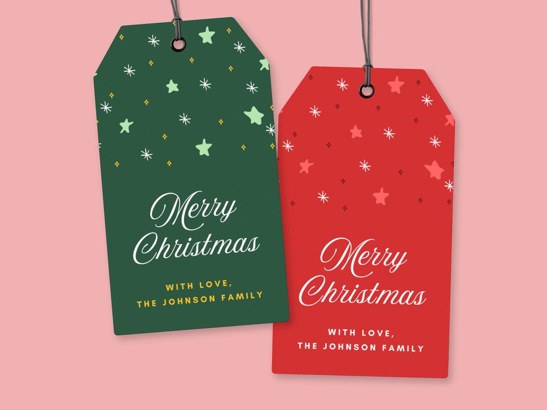 Printable Holiday Editable Gift Tags, Fun Stars Illustration Hand Drawn ...