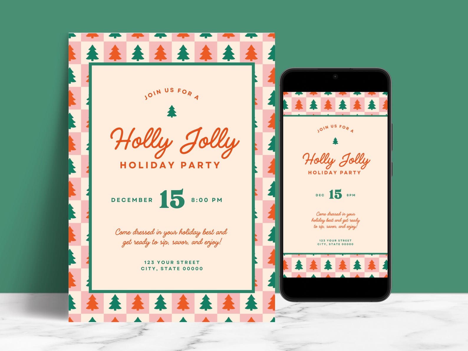 Editable Holiday Party Invitation Template, Digital Retro Christmas ...