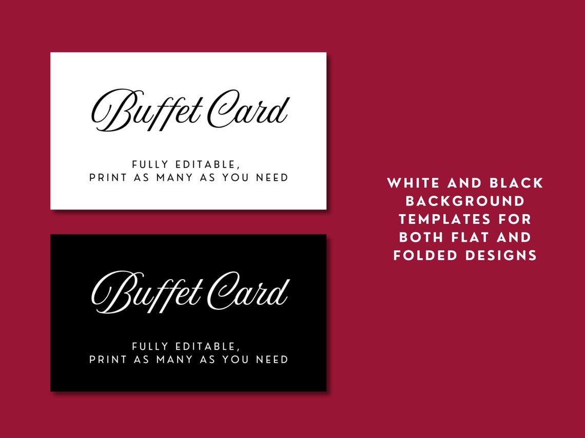 Modern Mininal Buffet Food Cards EDITABLE, Tented & Flat, Printable ...