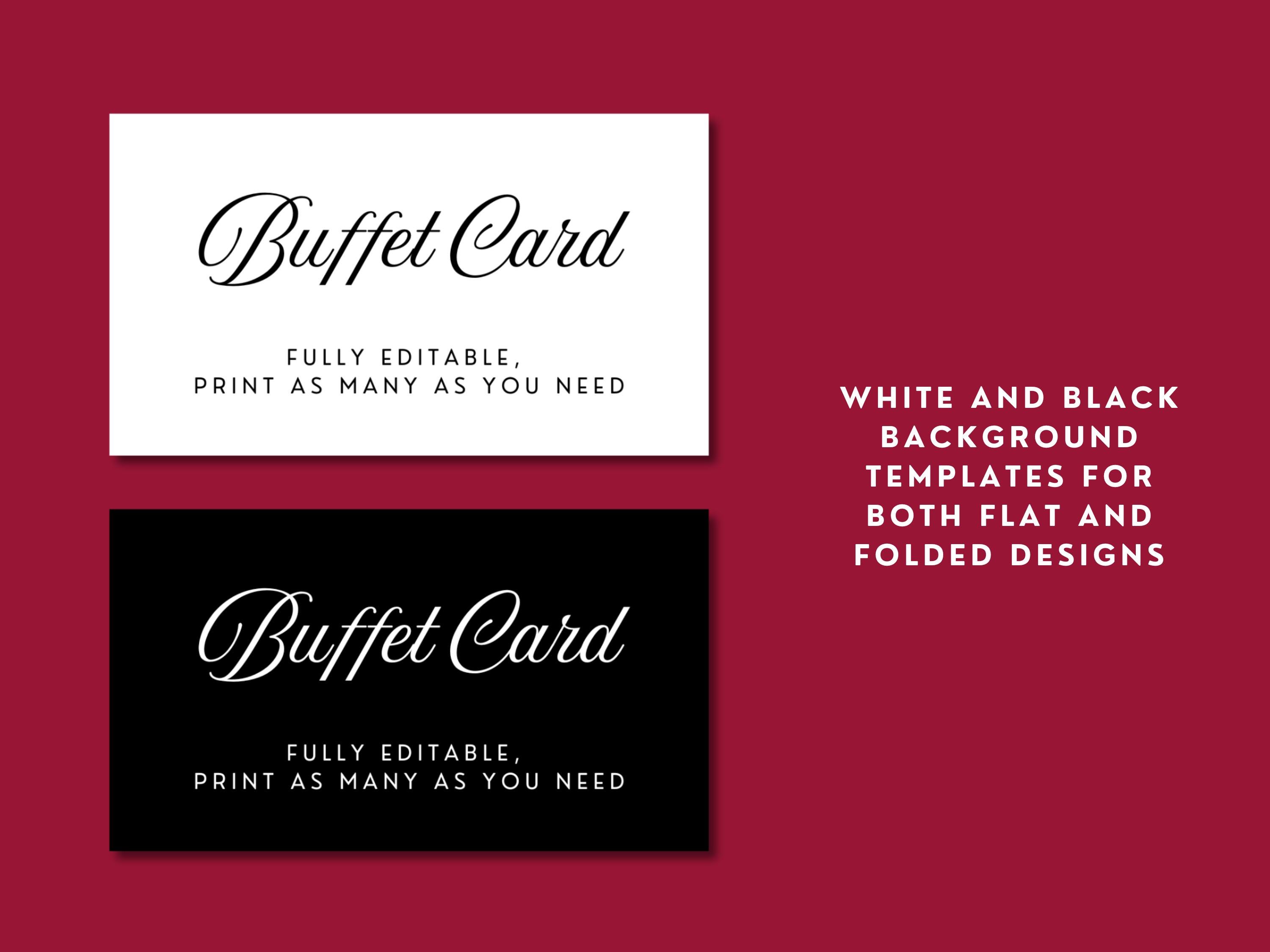 Modern Mininal Buffet Food Cards EDITABLE, Tented & Flat, Printable ...