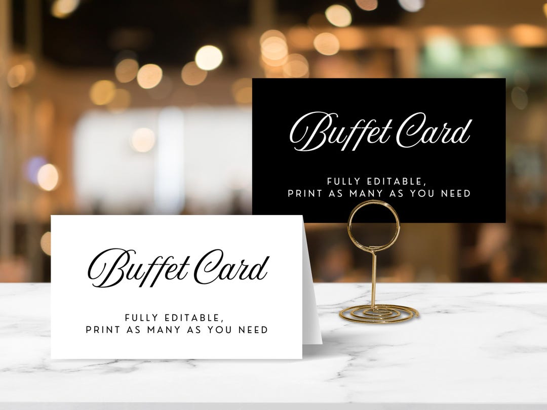 Modern Mininal Buffet Food Cards EDITABLE, Tented & Flat, Printable ...