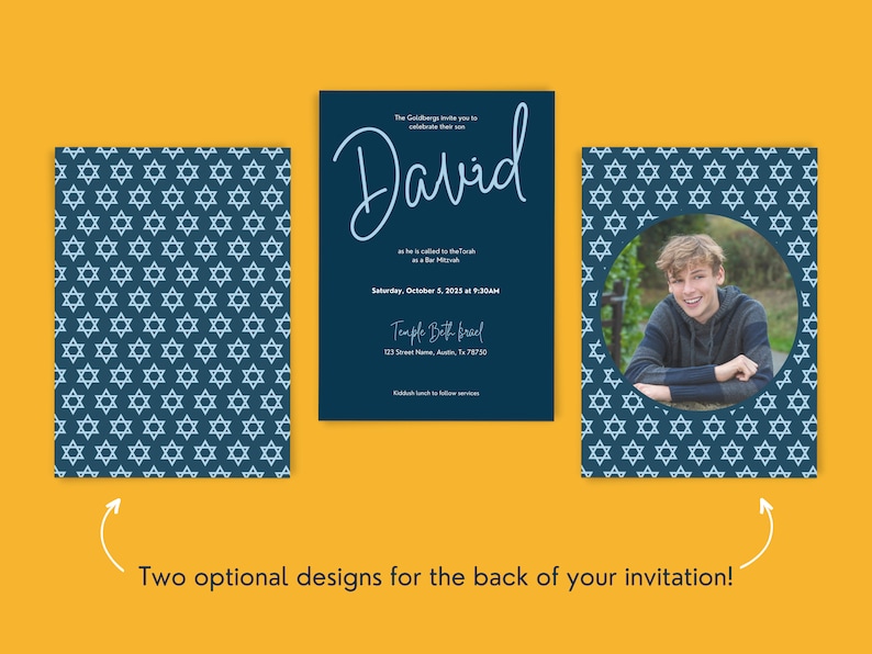 EDITABLE Bar Mitzvah Invitation Suite Templates, Blue Classic Minimal ...