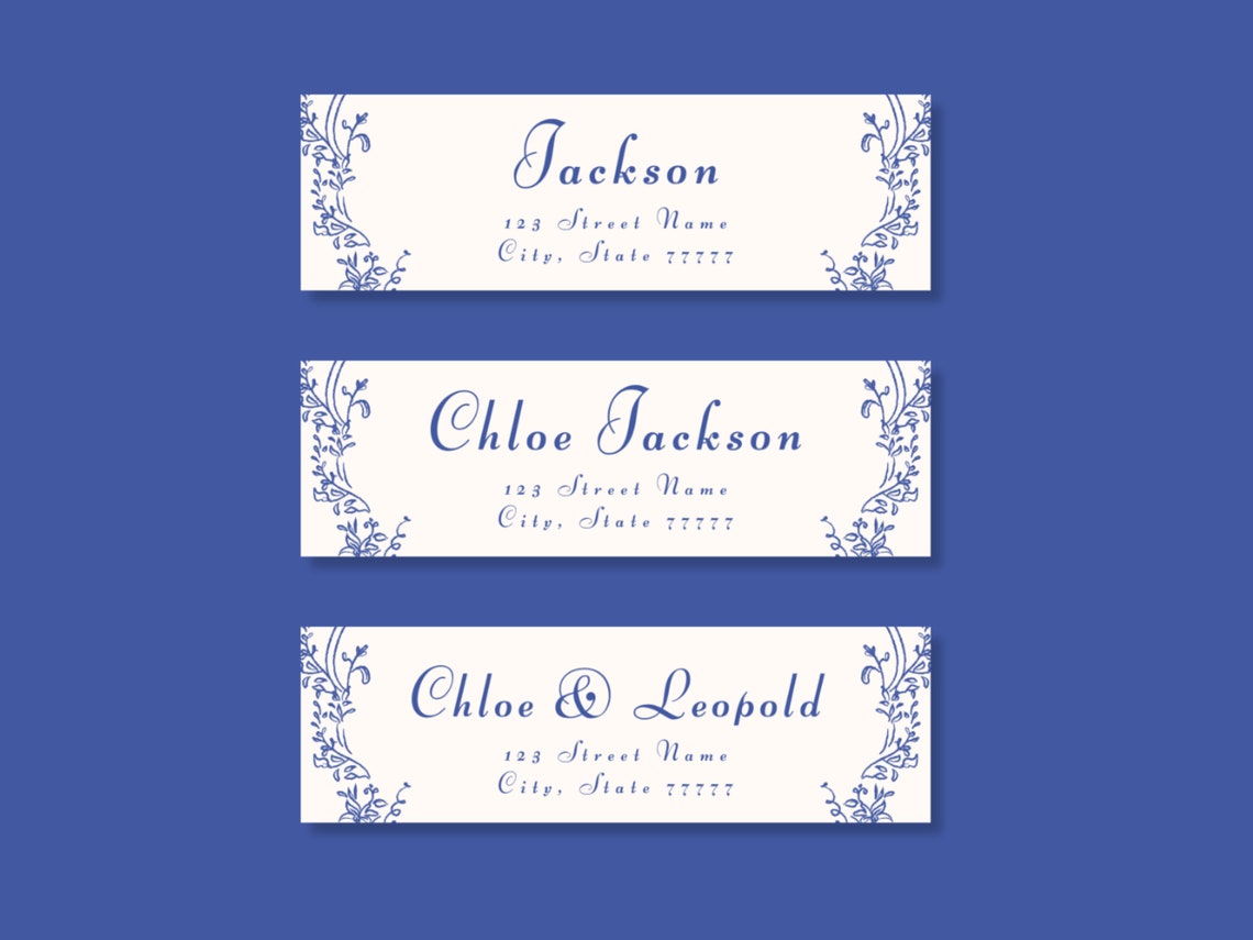 Blue Victorian Return Label EDITABLE Template, Printable Stationery ...
