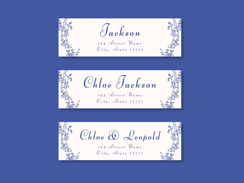 Blue Victorian Return Label EDITABLE Template, Printable Stationery ...