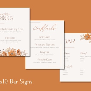 Boho Bar Menu Signs EDITABLE Templates, Signature Drinks, Cocktails ...