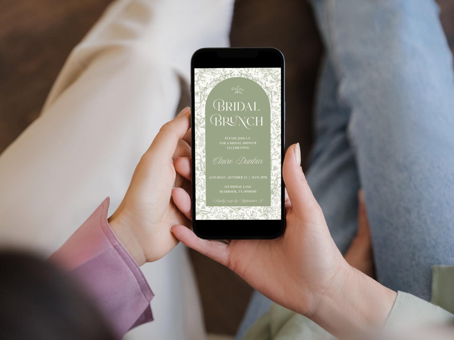 EDITABLE Green Chinoiserie, Vintage Floral Toile, Bridal Shower Brunch ...