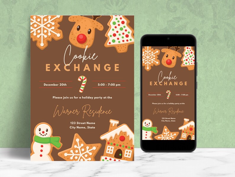 Editable Cookie Exchange Holiday Party Invitation Template, Digital ...