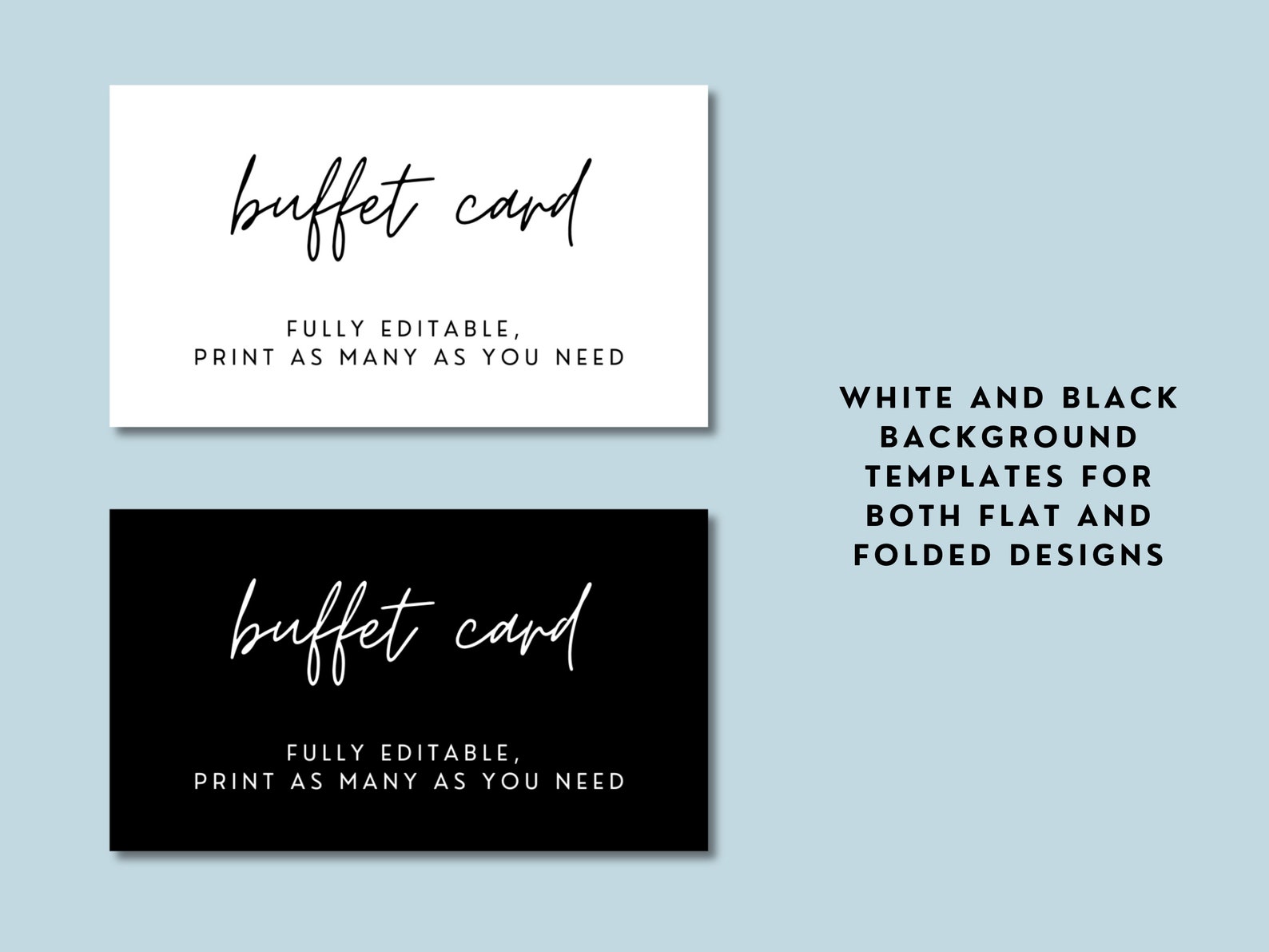 Modern Minimal Buffet Food Cards EDITABLE, Tented & Flat, Printable ...