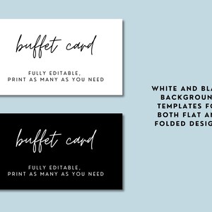 Modern Minimal Buffet Food Cards EDITABLE, Tented & Flat, Printable ...