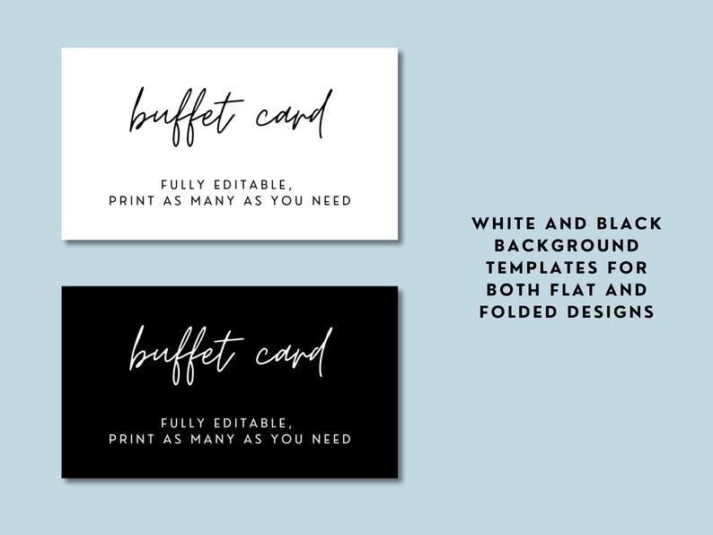 Modern Minimal Buffet Food Cards EDITABLE, Tented & Flat, Printable ...