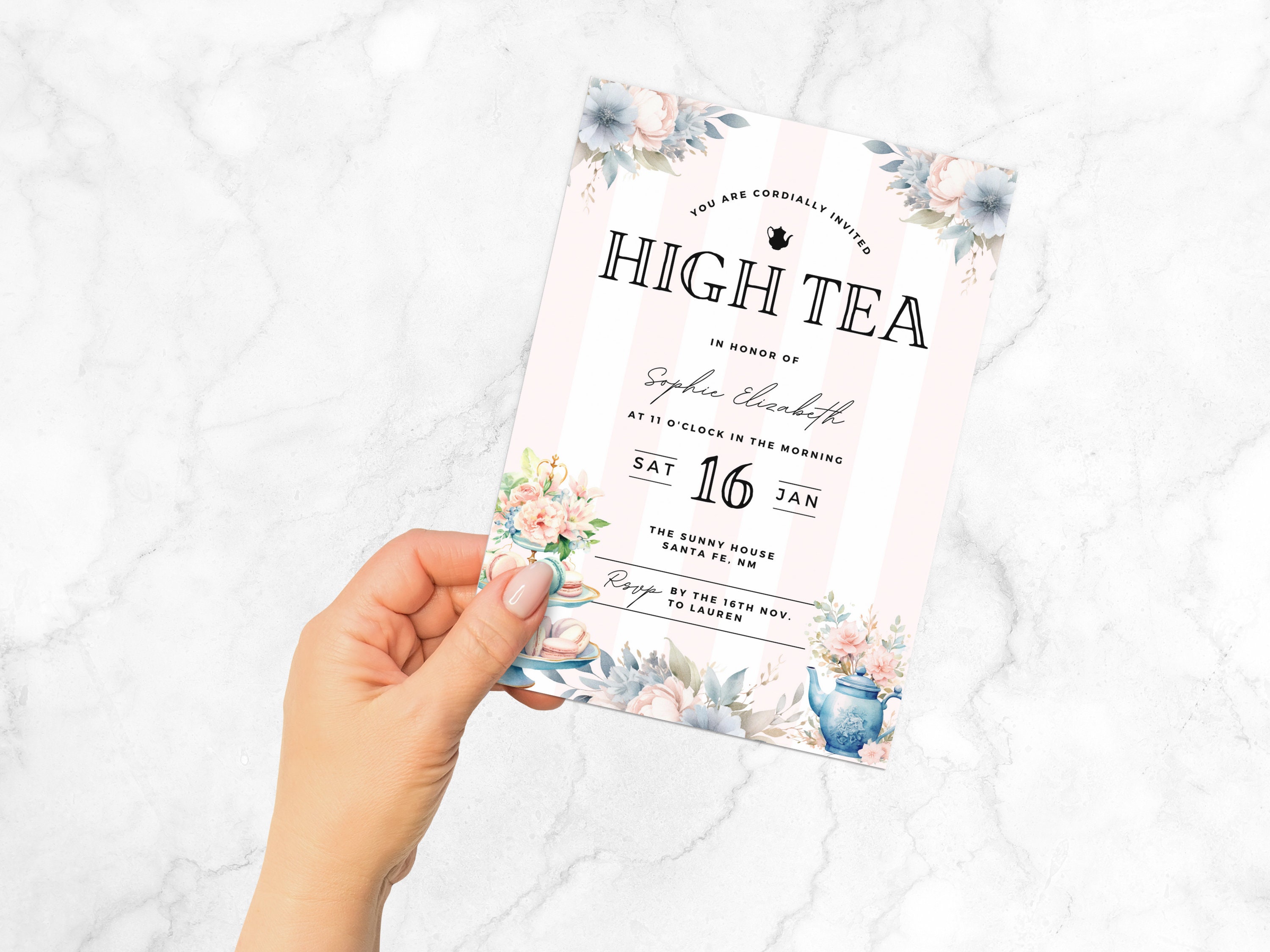 Editable High Tea Party Invitation Template, Digital Afternoon Tea ...