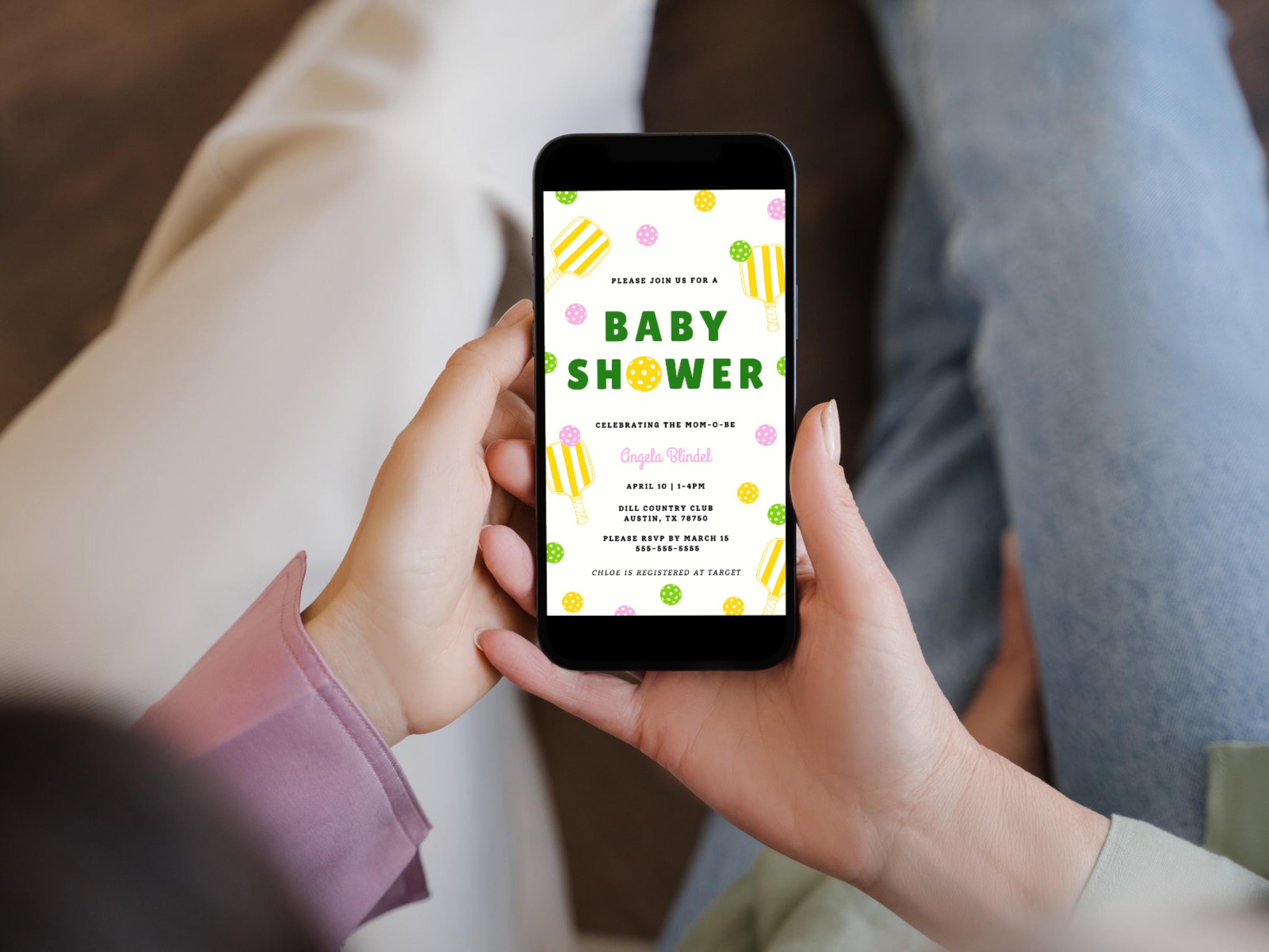 EDITABLE Pickleball Baby Shower Invitation Template, Paddle Sport ...