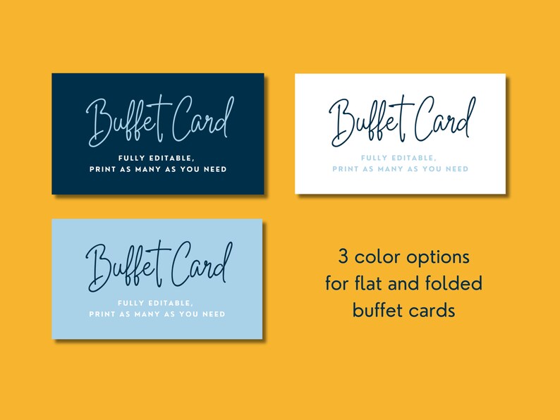 EDITABLE Party Buffet Cards, Tented + Flat, DIGITAL Food Sign Templates ...