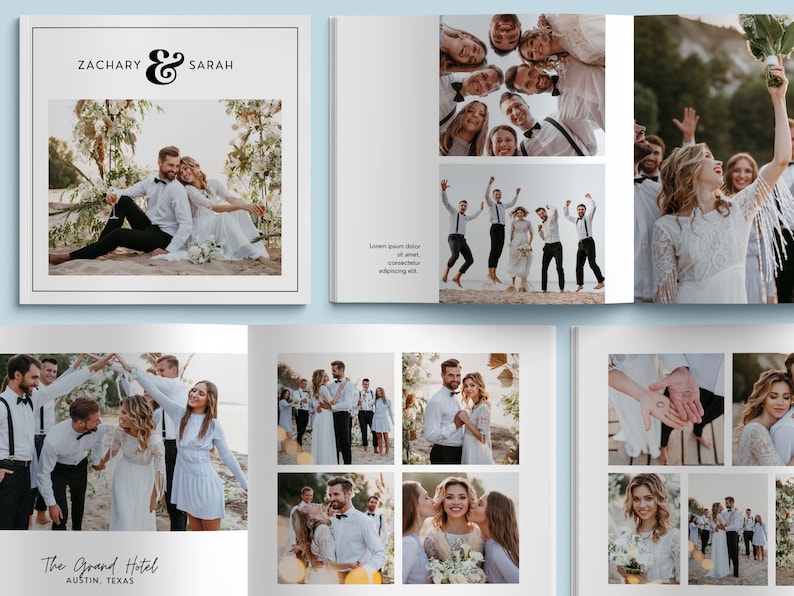 Minimal Modern Wedding Photo Album Book EDITABLE, Custom Printable ...