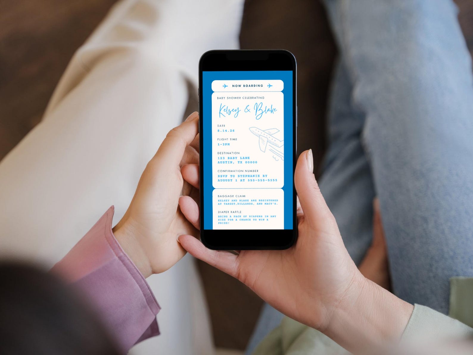 Blue Boarding Pass Baby Shower Airplane Ticket Invitation TEMPLATE ...