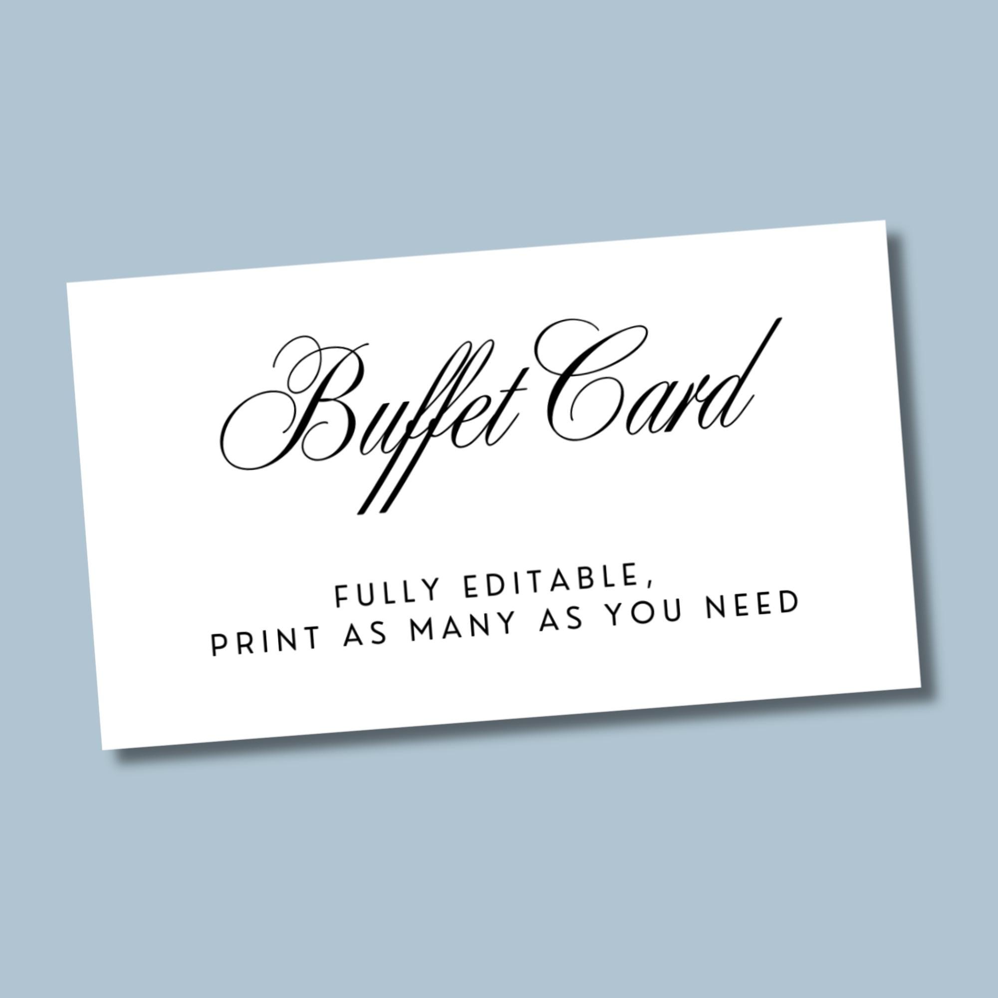 Modern Minimal Buffet Food Cards EDITABLE, Tented & Flat, Printable ...