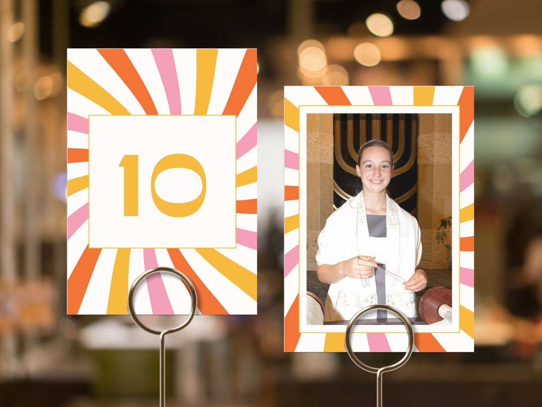 EDITABLE Event Table Numbers Template, Retro Groovy Sun Rays Printable ...