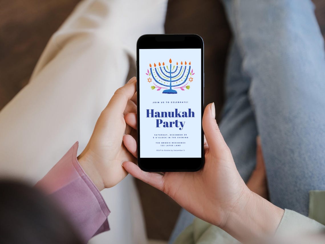 Menorah Hanukkah Party PRINTABLE Invitation Template, Editable Jewish ...