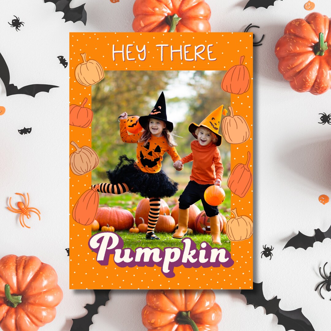 Halloween Card Cute Printable, Digital Download, Orange Fall Family ...
