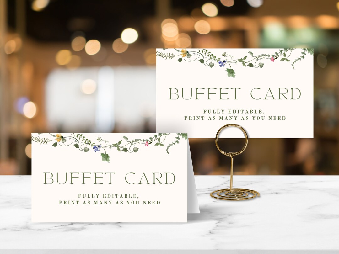 Wildflower Garden Buffet Food Cards EDITABLE Templates, Tented & Flat ...