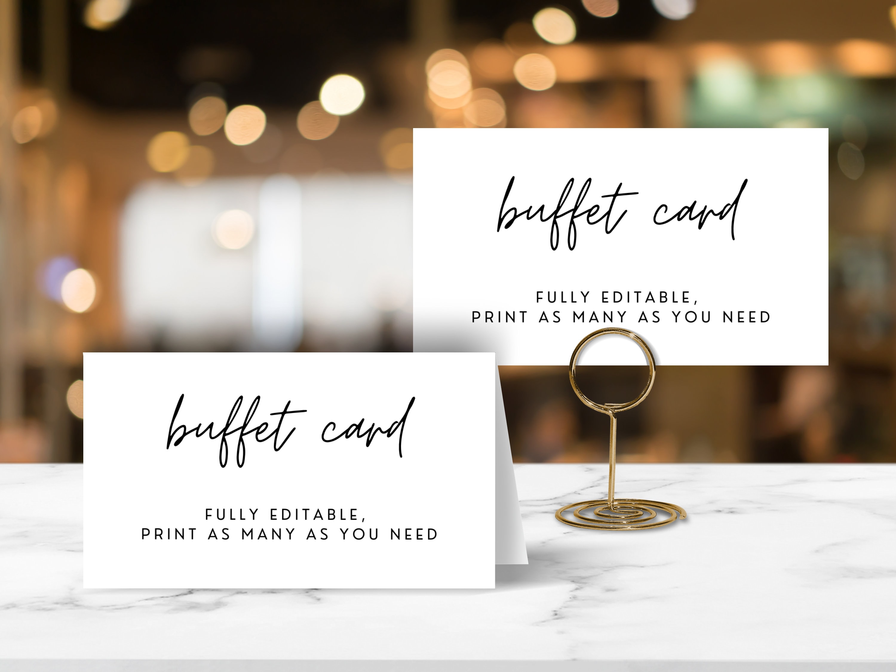Modern Minimal Buffet Food Cards EDITABLE, Tented & Flat, Printable ...