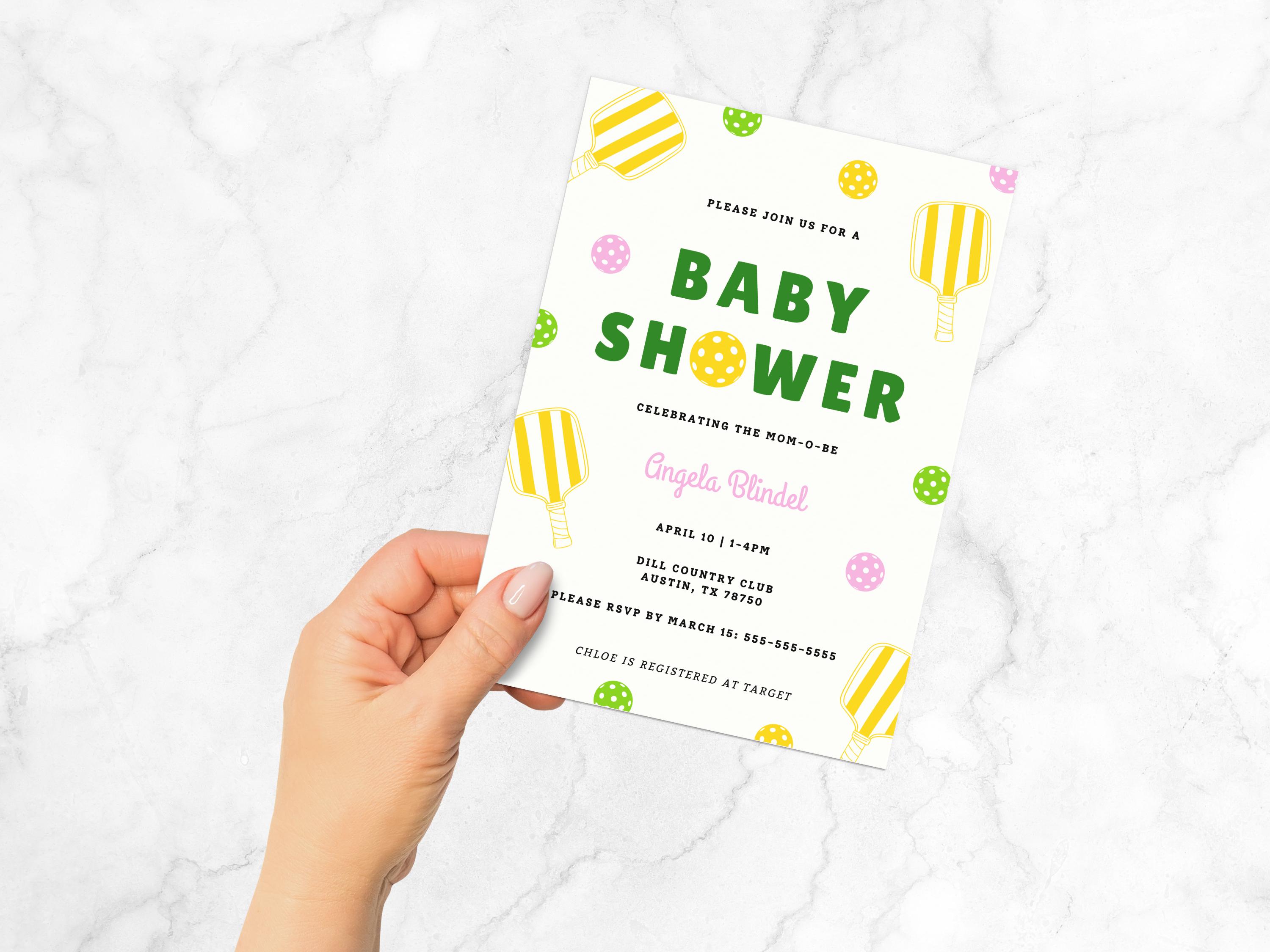 EDITABLE Pickleball Baby Shower Invitation Template, Paddle Sport ...