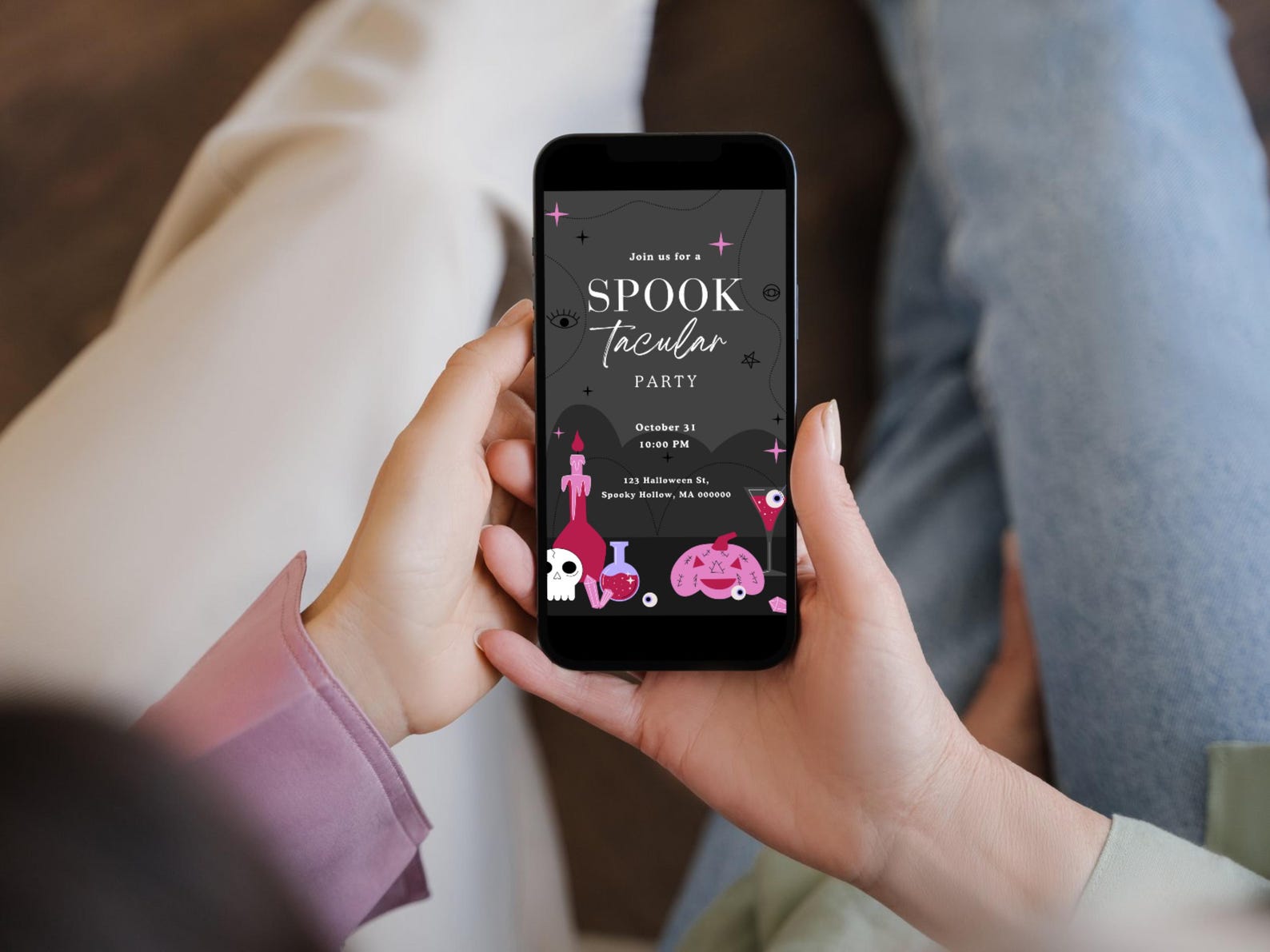 EDITABLE Spook-tacular Halloween Party Invitation Template, Pink and ...