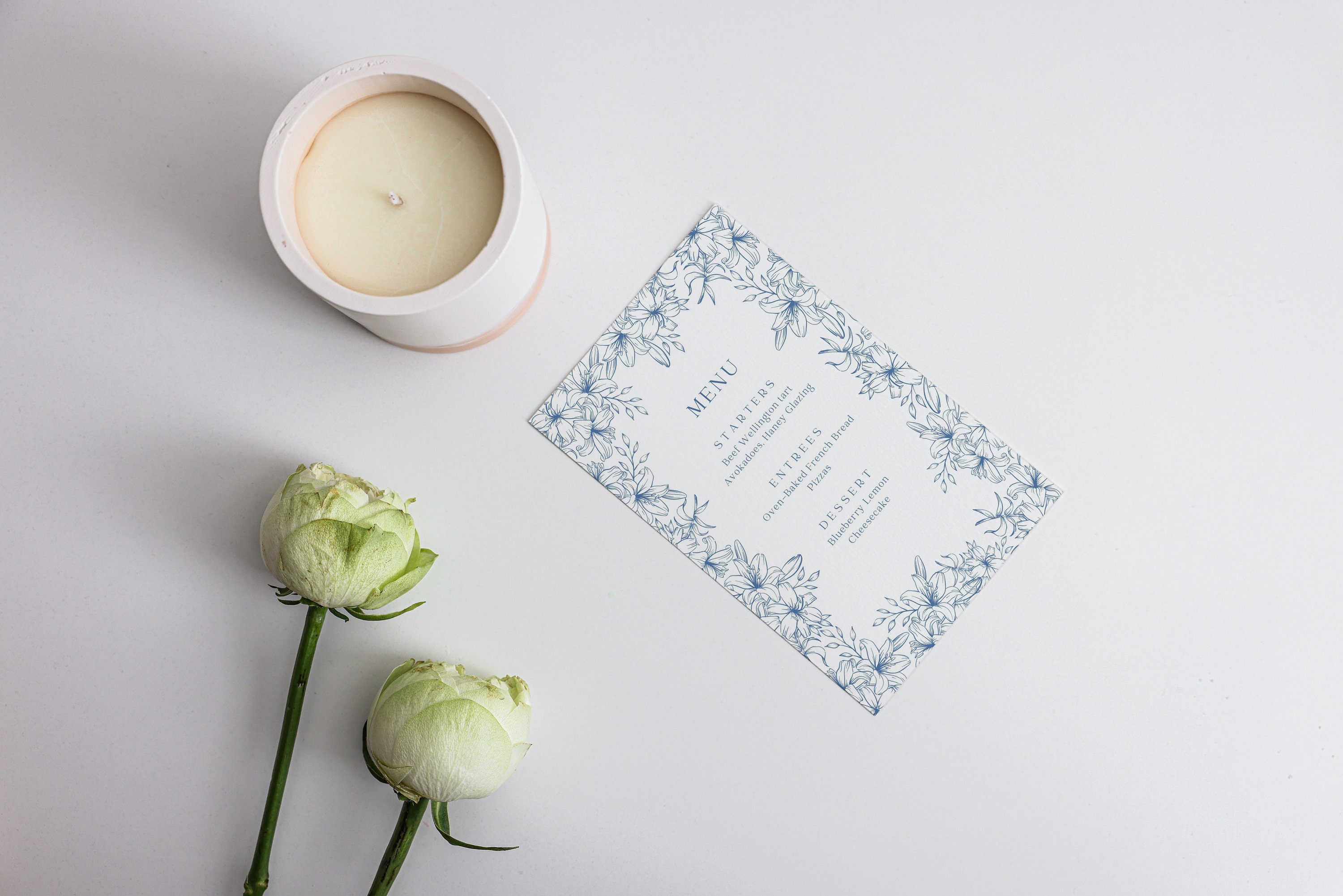 Blue Floral Wedding Menu Template Elegant Editable Printable - Etsy